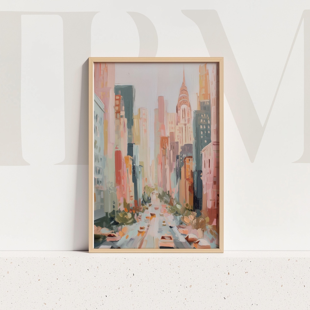 Abstract NYC Skyline Print Modern Pastel Cityscape Art New York Poster ...