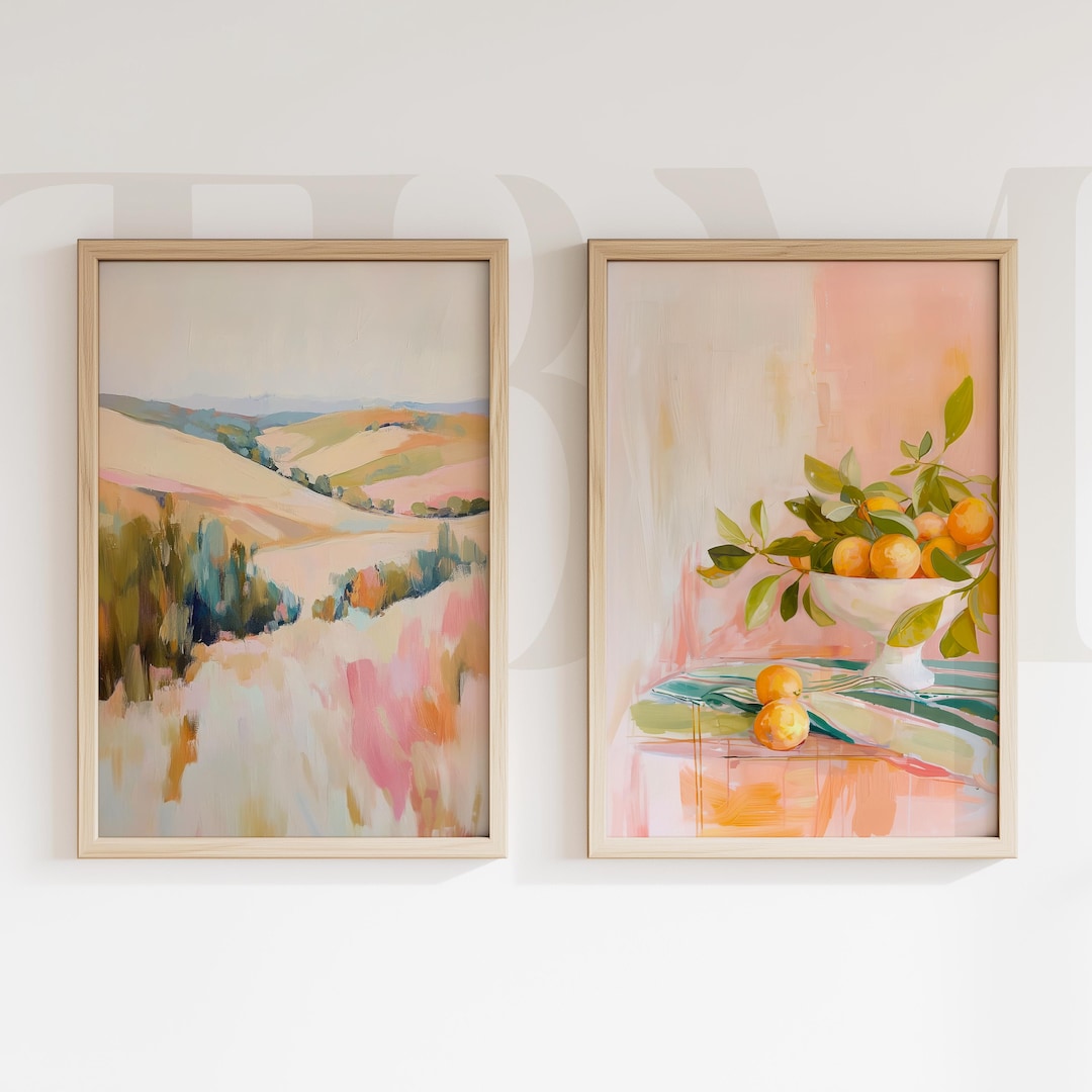 Tuscan Landscape and Citrus Printable Wall Art Set Warm Mediterranean ...