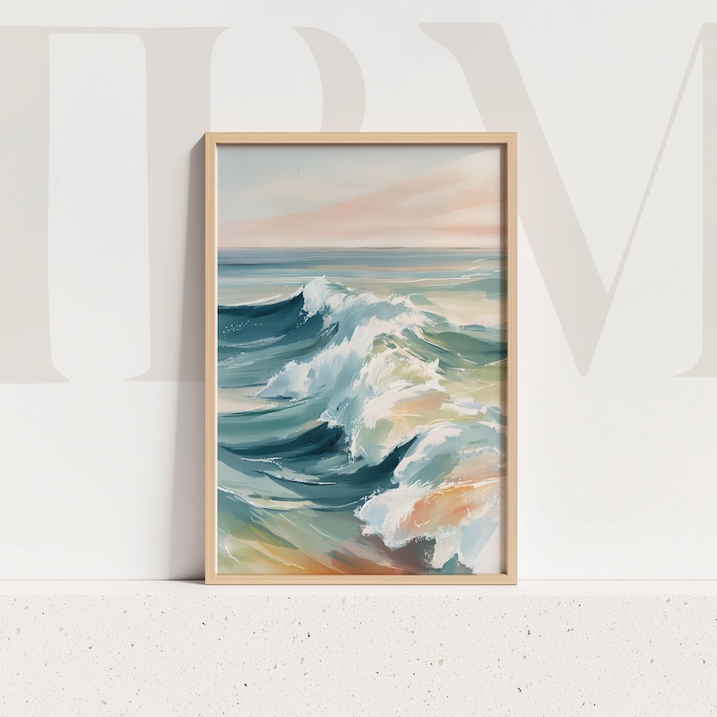 Teal Seascape Poster Art - Etsy
