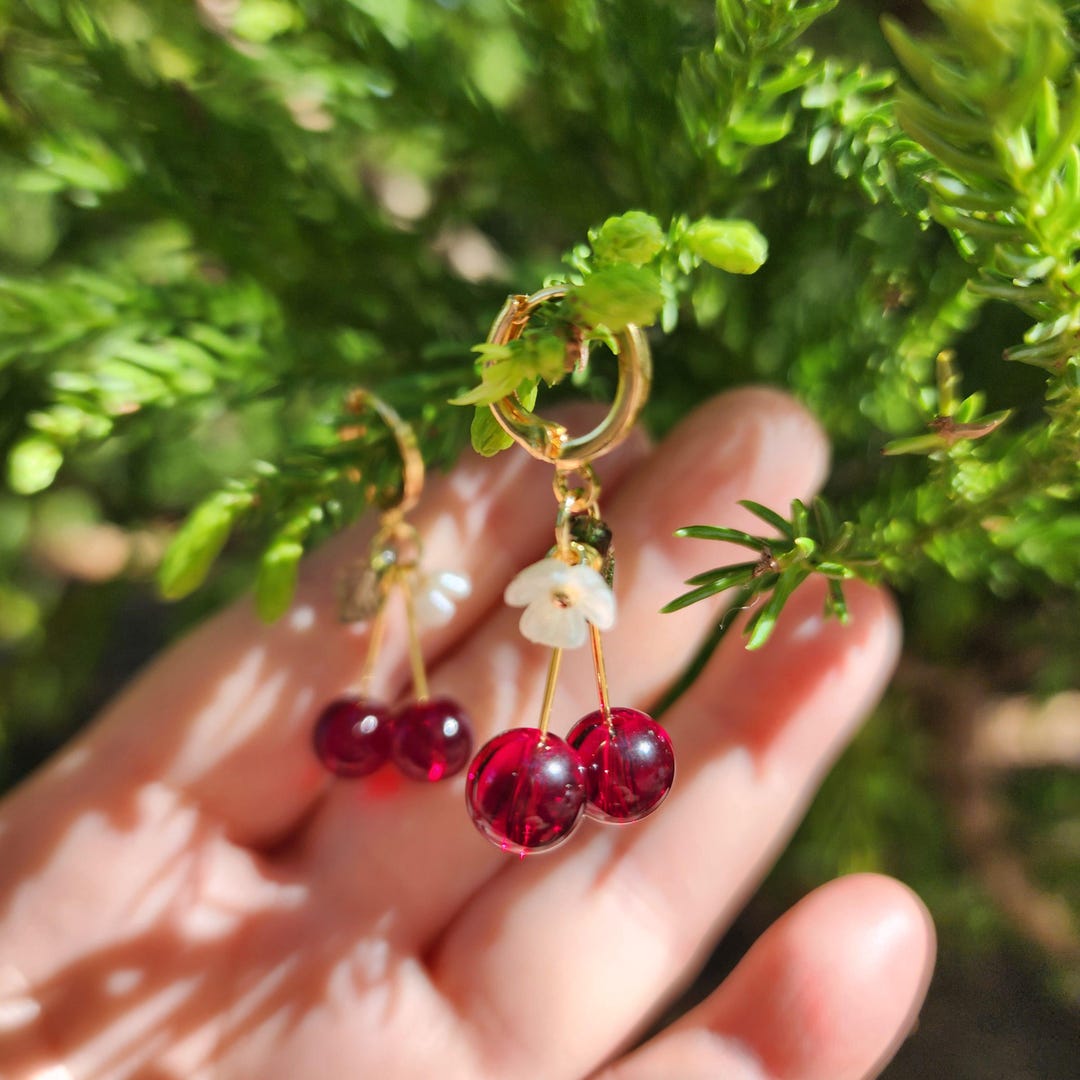 Custom Cherry Dangle Earrings| Handmade Personalized Glass Art Fruit Jewelry - Etsy