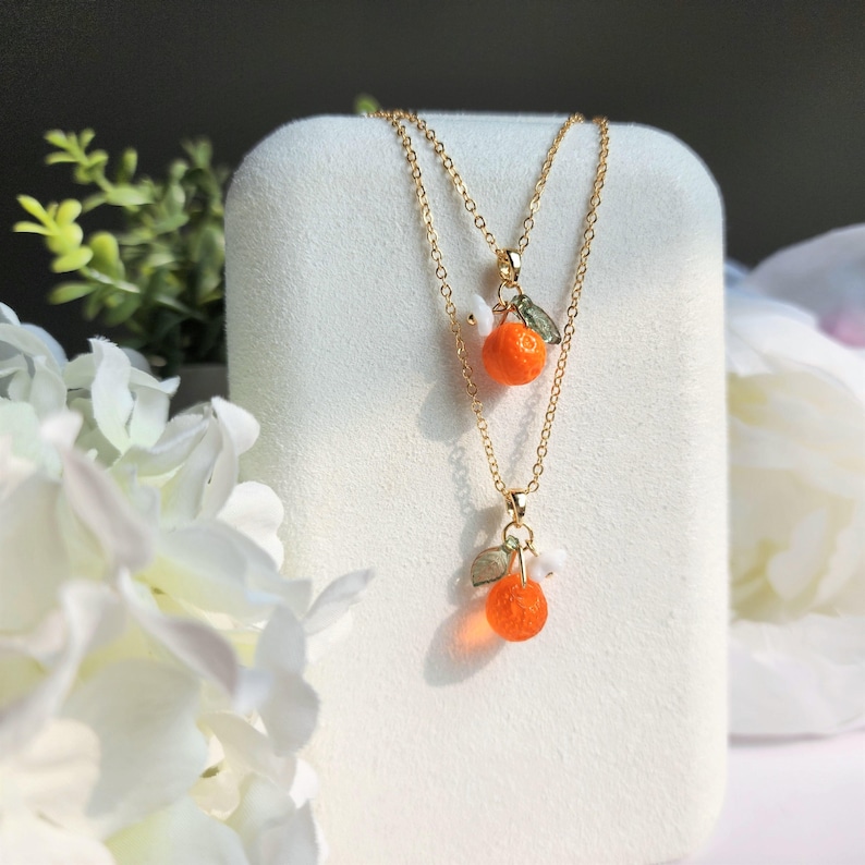 Custom Orange Necklace| Personalized 14K Gold Plated Glass Art Fruit ...
