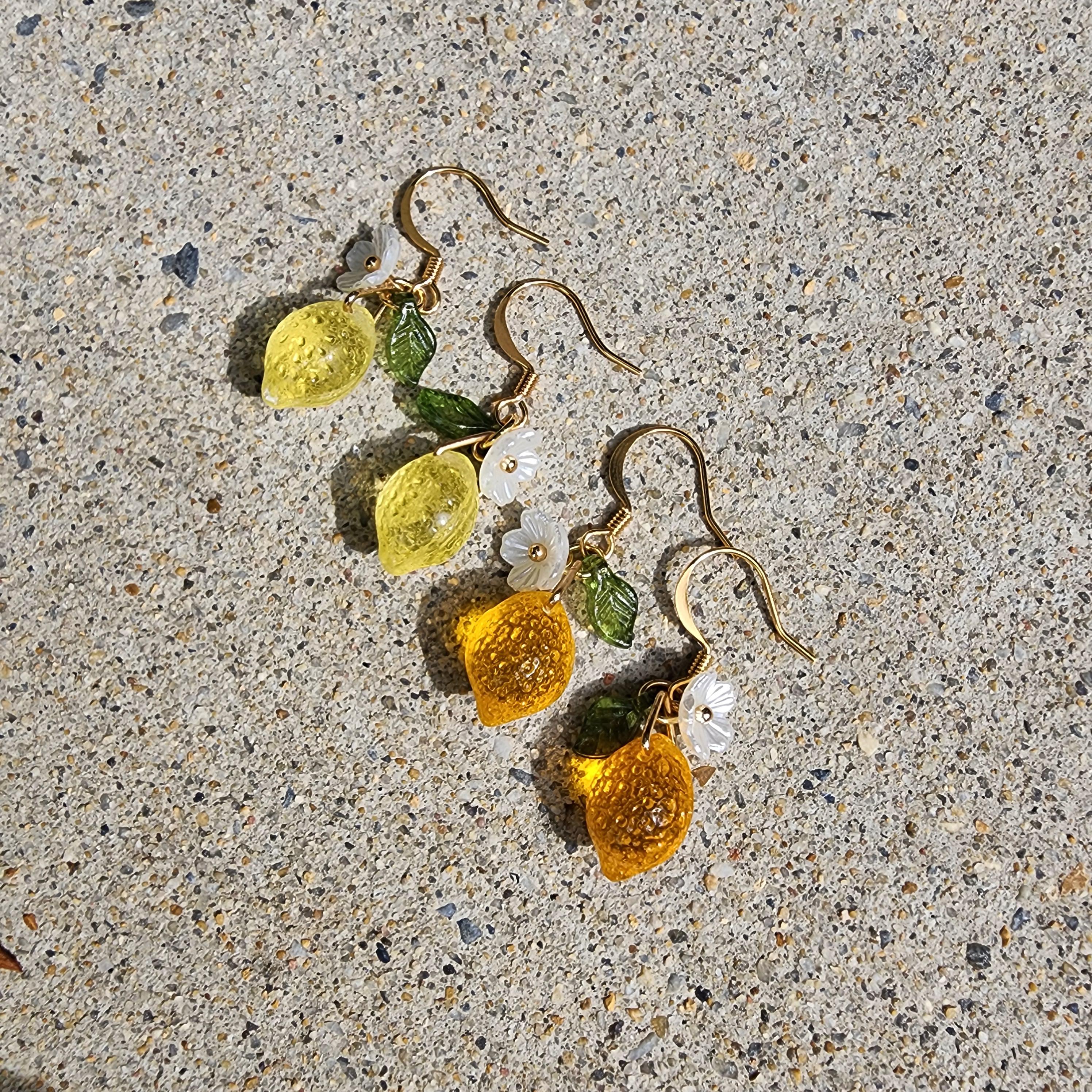 Lemon Dangle Earrings| Czech Glass Fruit Earrings - Etsy
