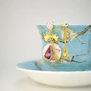 Raspberry Cake & Teacup Earrings| Handmade Dessert Food Jewelry - Etsy