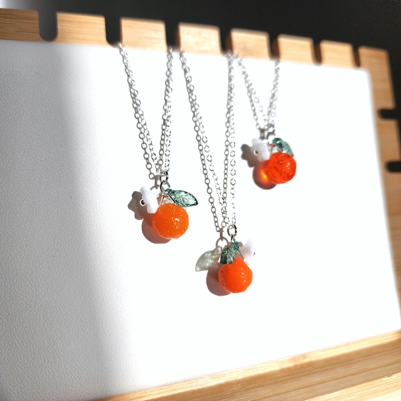 Custom Orange Necklace| Personalized 14K Gold Plated Glass Art Fruit ...