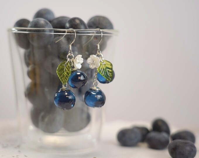 Earrings Black Blackberry Blueberry Polymer Clay Berries Birthday ...