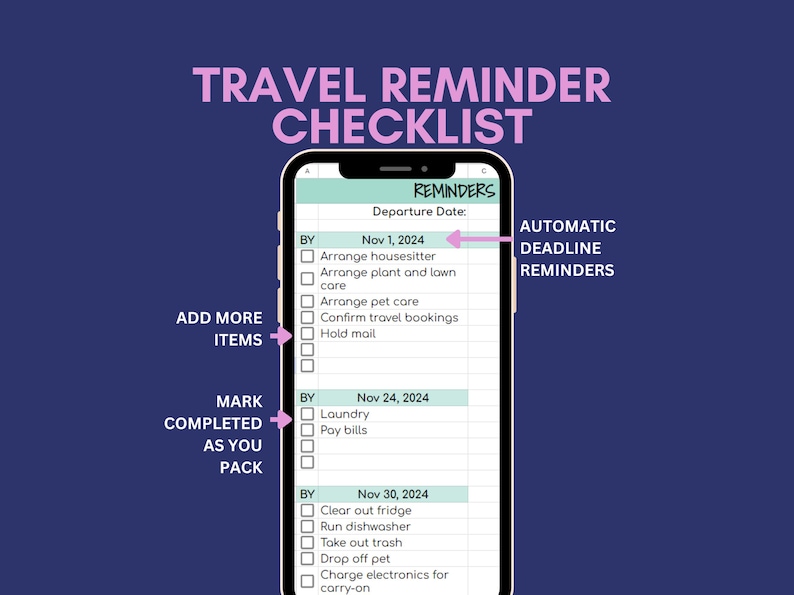Vacation Packing List Template Printable Checklist Adhd Travel ...
