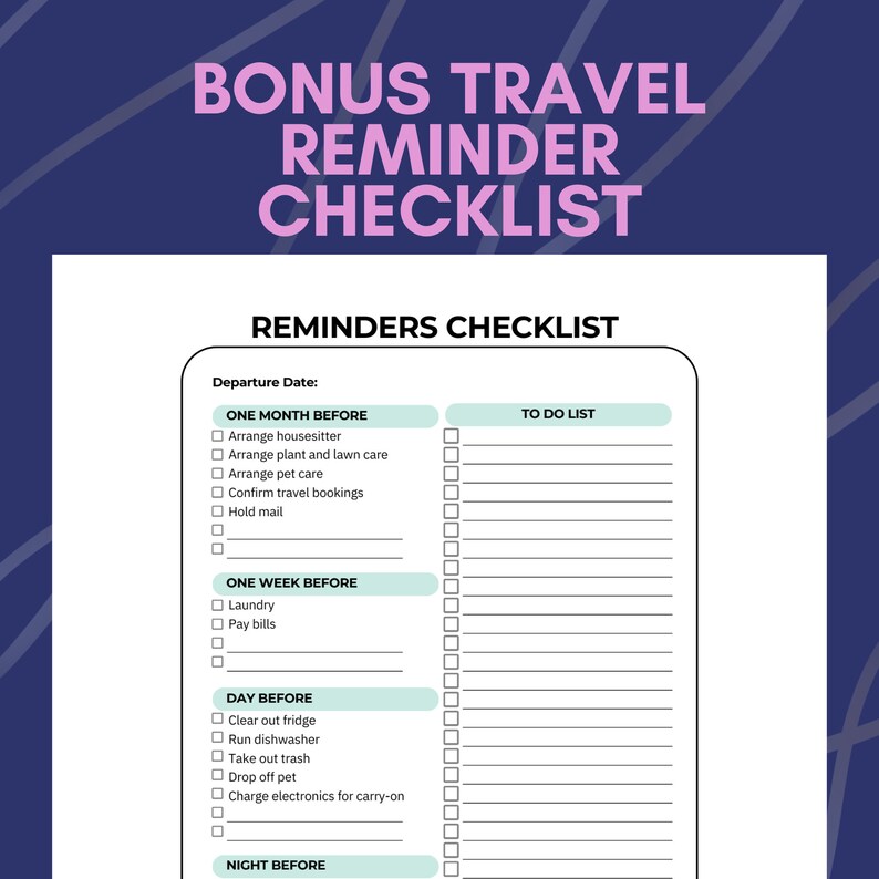 Minimalist Travel Planner Printable PDF Template Packing List Essential ...