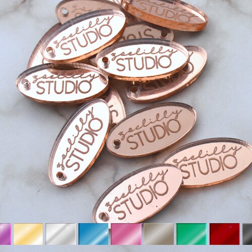 CUSTOM MIRRORED TAGS Large Oval Laser Cut Acrylic | Etsy