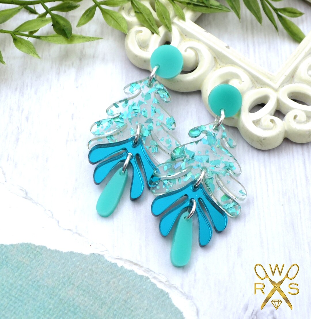 Aspen Dangles Turquoise - Laser Cut Acrylic Earrings - Etsy