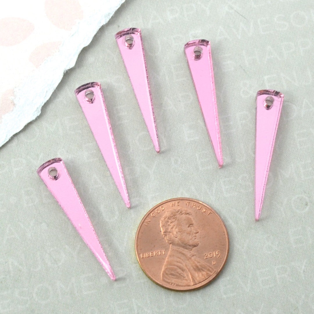 PINK MIRROR SPIKES Set of 5 Acrylic Charms - Etsy
