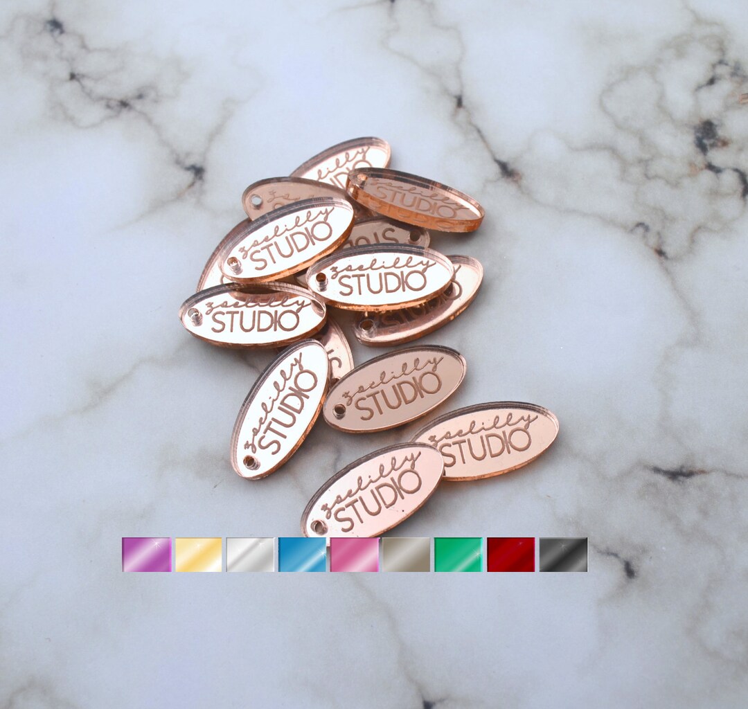CUSTOM MIRRORED TAGS - Large Oval - Laser Cut Acrylic - Personalized ...