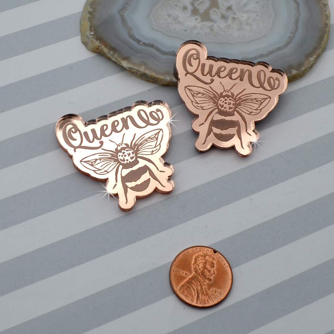 QUEEN BEE CABS Rose Gold Mirror Laser Cut Acrylic Set of 2 - Etsy
