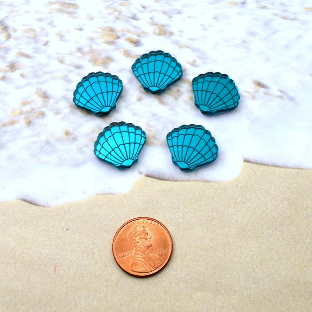 TEAL SHELL CABS Sea Shells Laser Cut Acrylic Flatback Cabochons - Teal ...