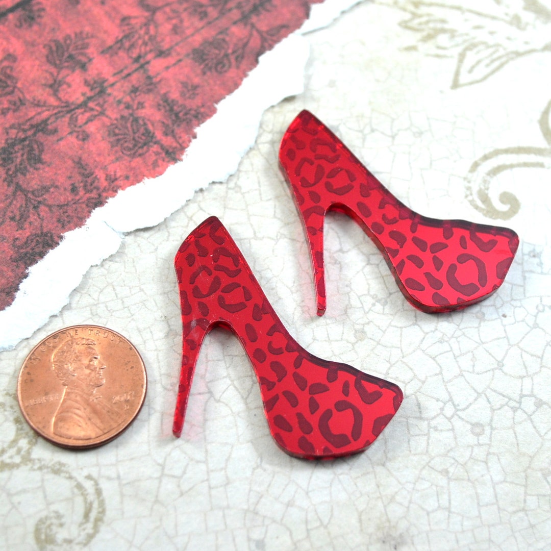 RED LEOPARD HEELS 2 Animal Print Cabs in Mirror Laser Cut Acrylic - Etsy