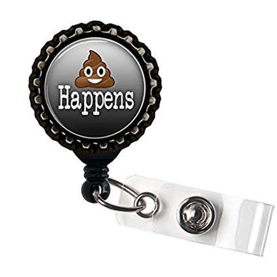 POOP HAPPENS Emoji Black Retractable Badge Reel ID Holder - Etsy