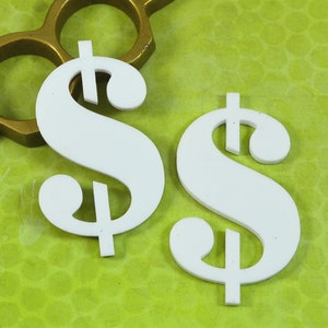 CASH MONEY -set of 2 Dollar Sign in Pure WHITE Laser Cut Acrylic ...