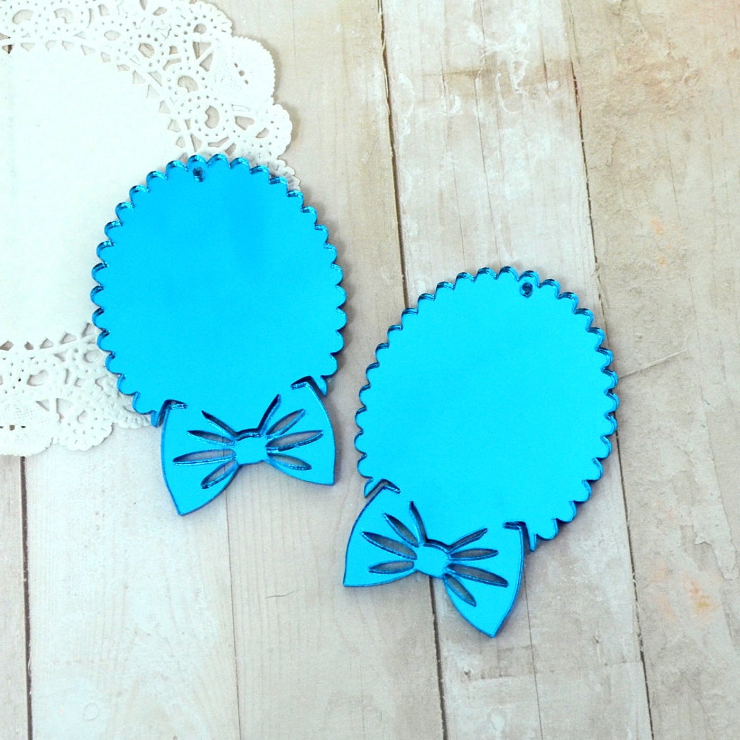 Blue Mirror Bow Cameos 30x40 Mm Settings Laser Cut Acrylic - Etsy