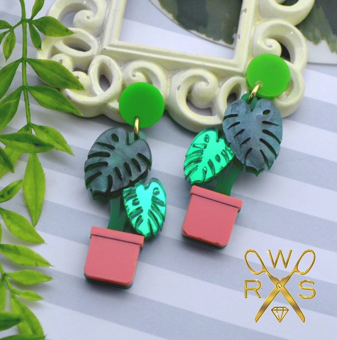 Plant Lady Dangle Earrings - Laser Cut Acrylic - Etsy