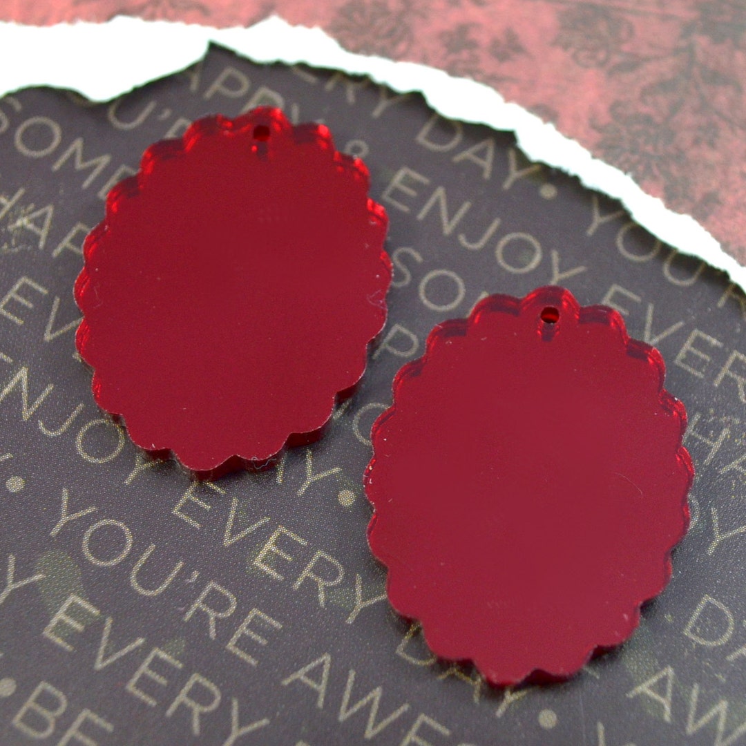 2 RED MIRROR CAMEOS 18x25 Mm Frame Settings Laser Cut Acrylic - Etsy