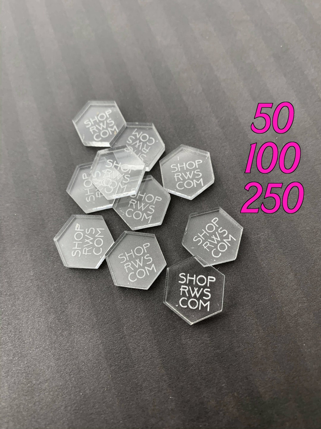 CUSTOM JEWELRY TAGS - Clear Laser Cut Acrylic - Personalized - 50, 100 ...