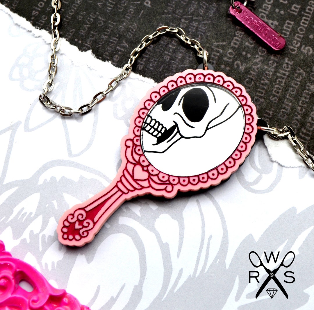 Dead Inside Pink Mirror Laser Cut Acrylic Necklace - Etsy
