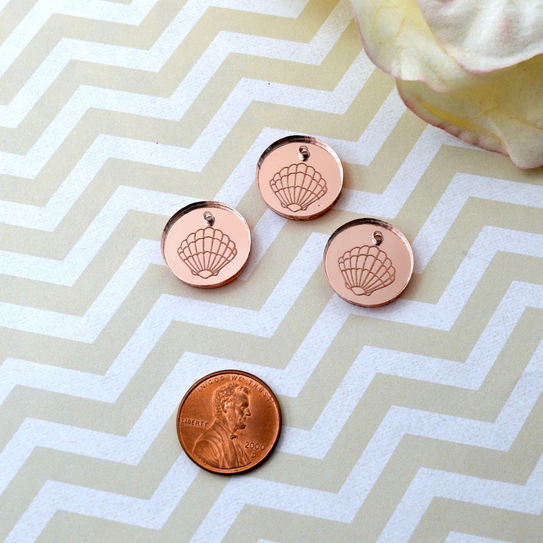 SEASHELL DISC CHARMS in Rose Gold Mirror Laser Cut Acrylic - Etsy