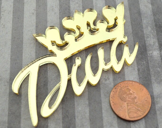 DIVA CROWN Word Cab in Gold Mirror Laser Cut Acrylic - Etsy