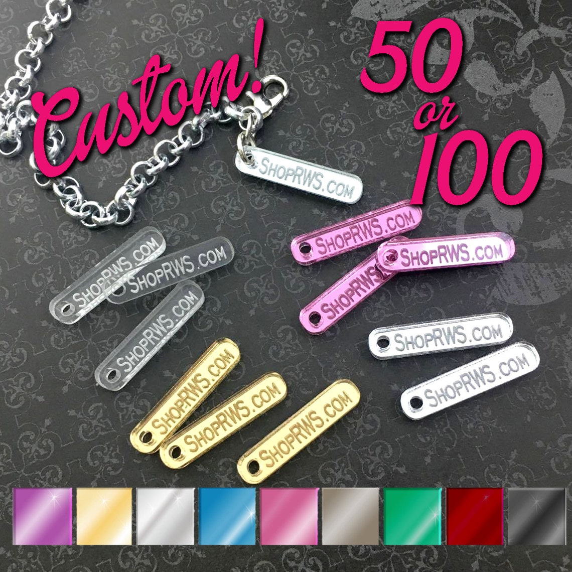 CUSTOM MIRRORED TAGS - Small Rounded Rectangles - Laser Cut Acrylic ...