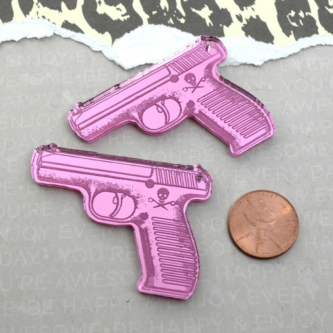PINK PISTOL CHARMS Pink Mirror Acrylic Guns - Etsy
