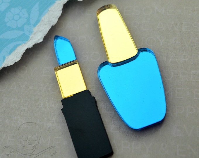 ICY VIXEN MIXED Cab Lot Blue and Gold Mirror Laser Cut Acrylic Cabochon ...