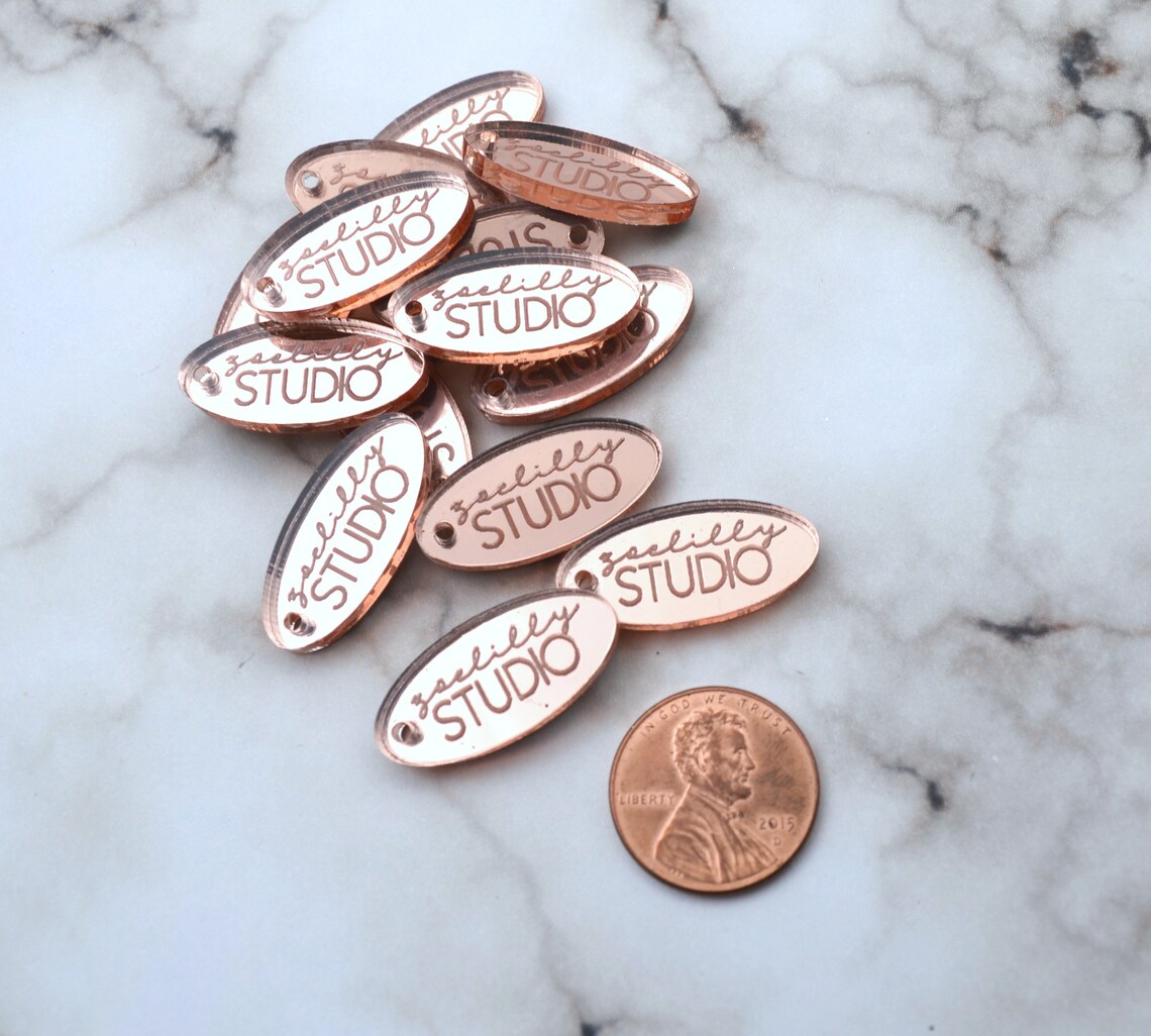 CUSTOM MIRRORED TAGS - Large Oval - Laser Cut Acrylic - Personalized ...