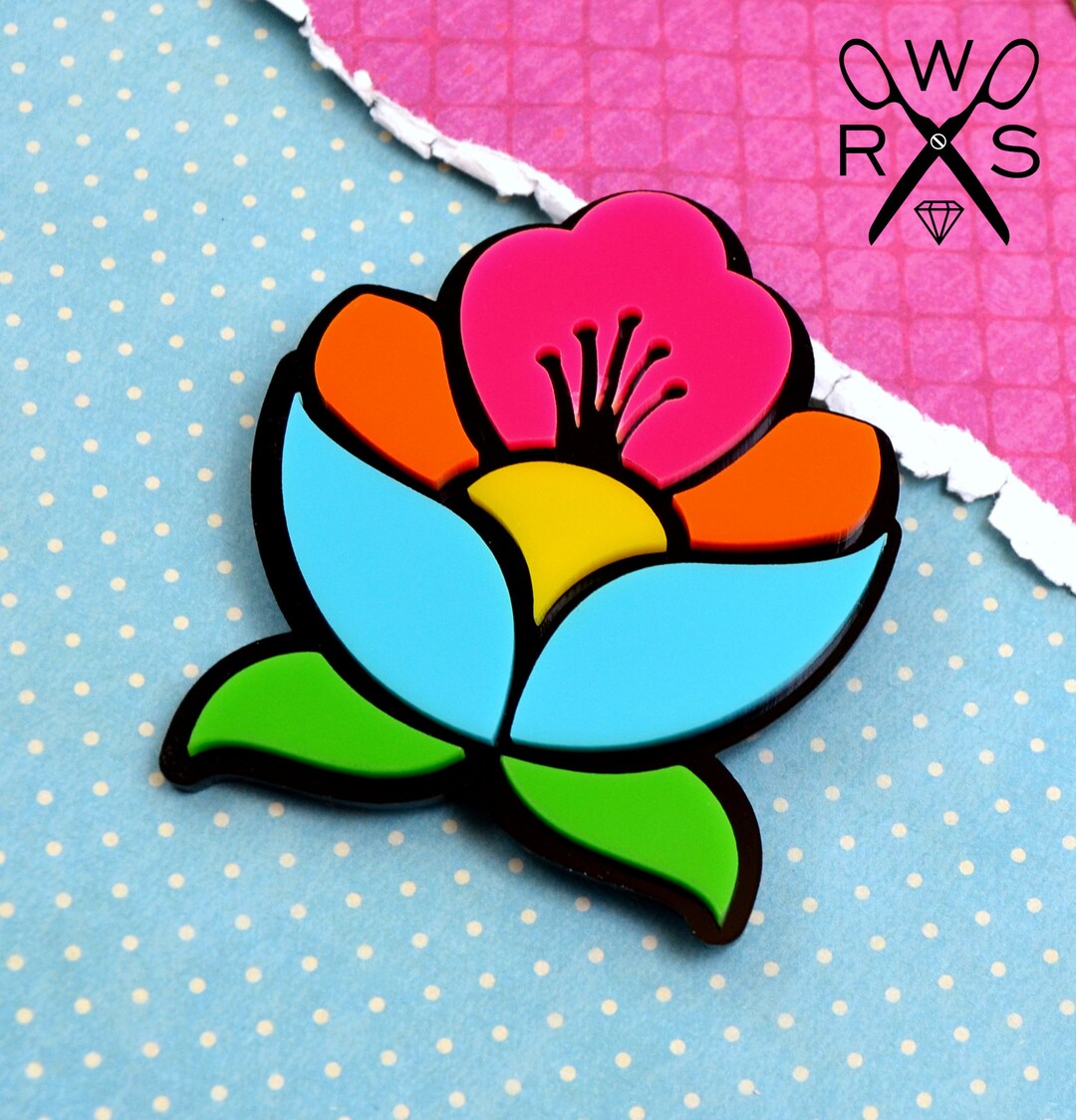 Vibrant Bloom Brooch - Laser Cut Acrylic Brooch - Etsy