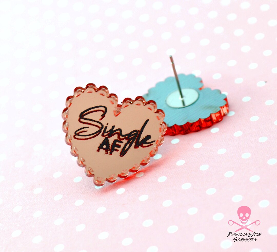 SINGLE AF Laser Cut Acrylic Heart Statement Studs - Etsy