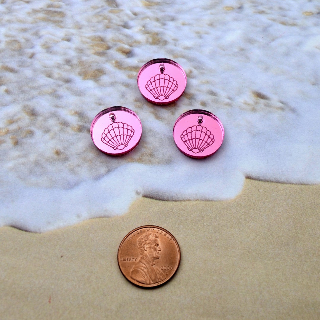 PINK SEASHELL CHARMS Mirrored Laser Cut Acrylic Discs - Etsy