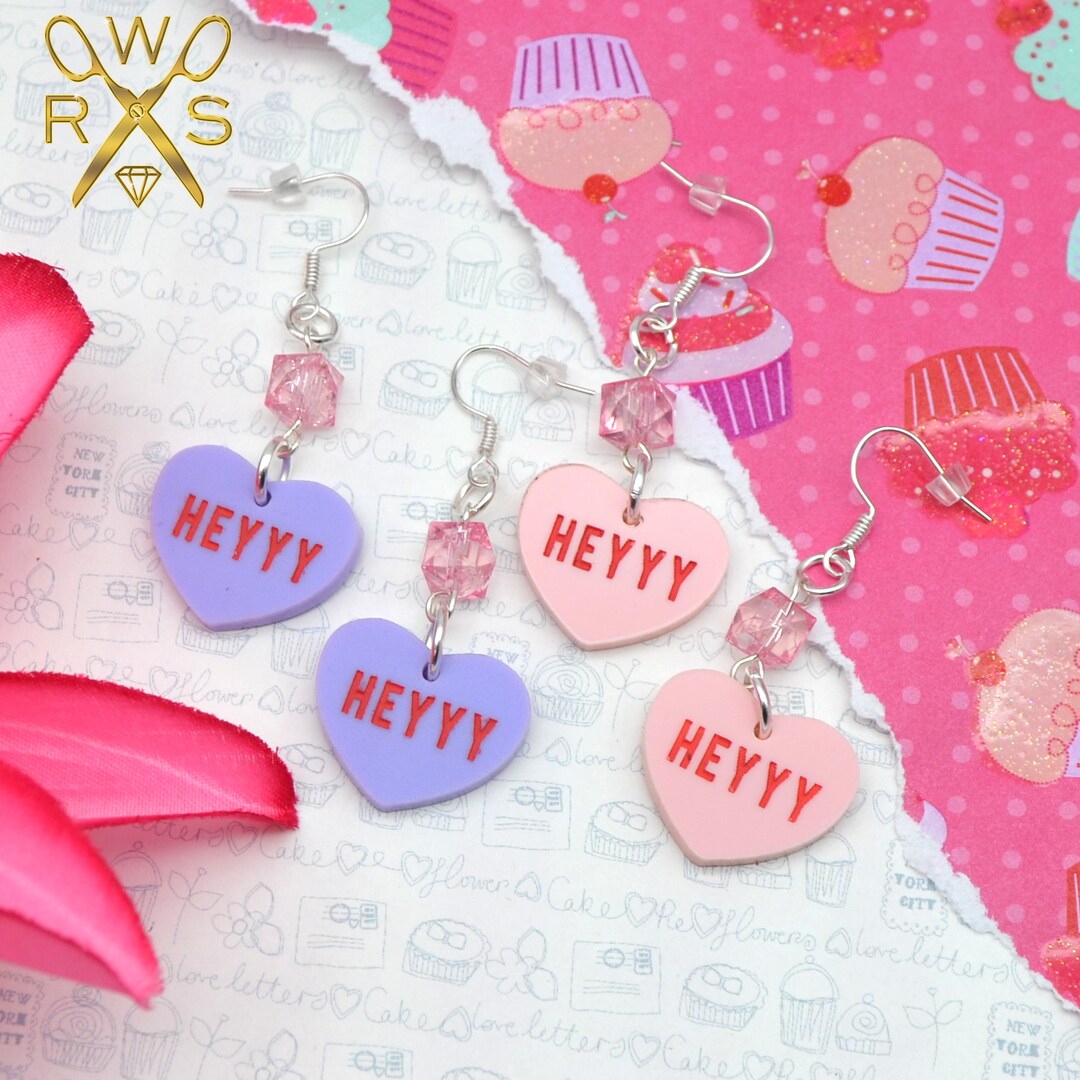 HEYYY Conversation Heart Laser Cut Acrylic Dangle Earrings - Etsy