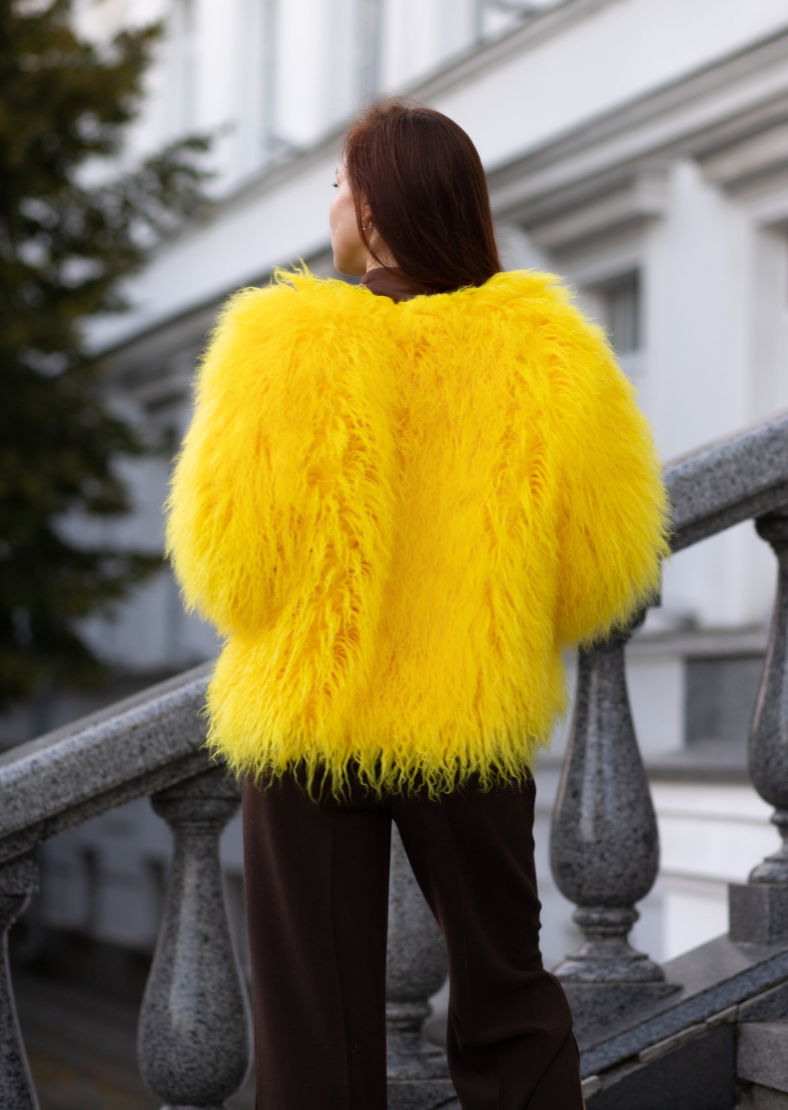 Аvant-garde Style, Shaggy Bright Fur Coat Made of Faux Fur Lama ...