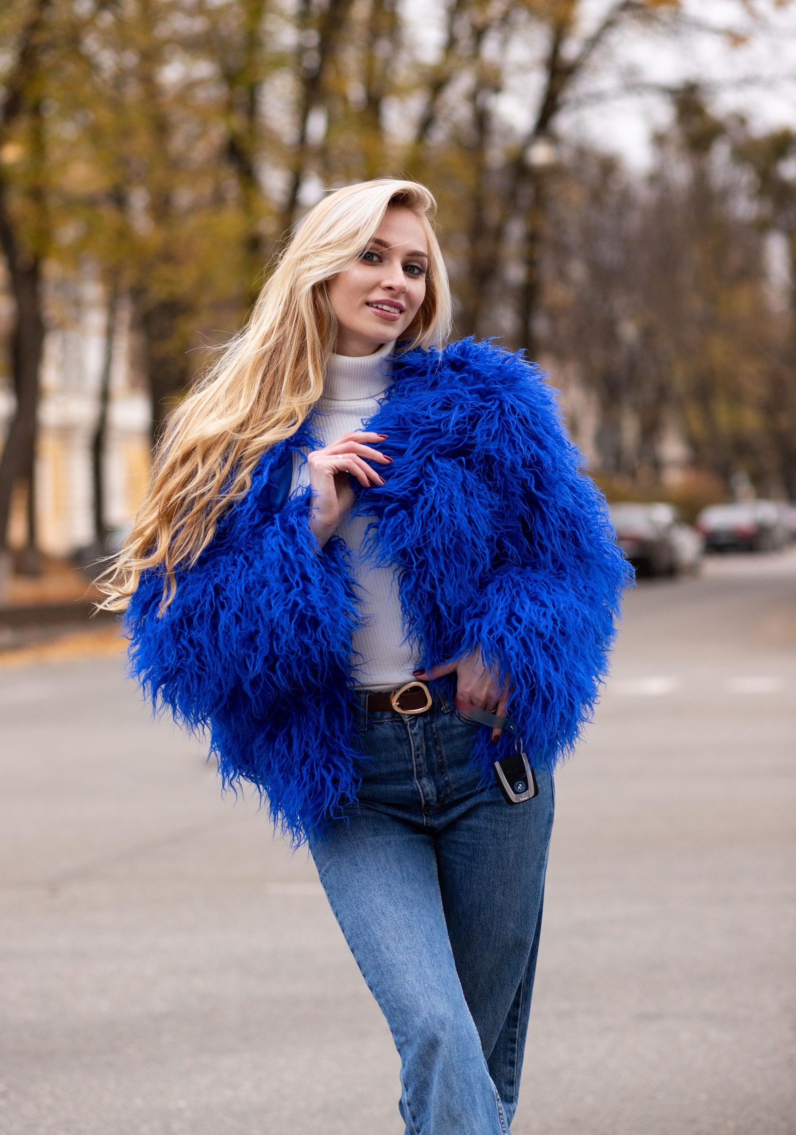 Blue Mongolian Faux Fur Coat | Burning Man Jacket - Etsy