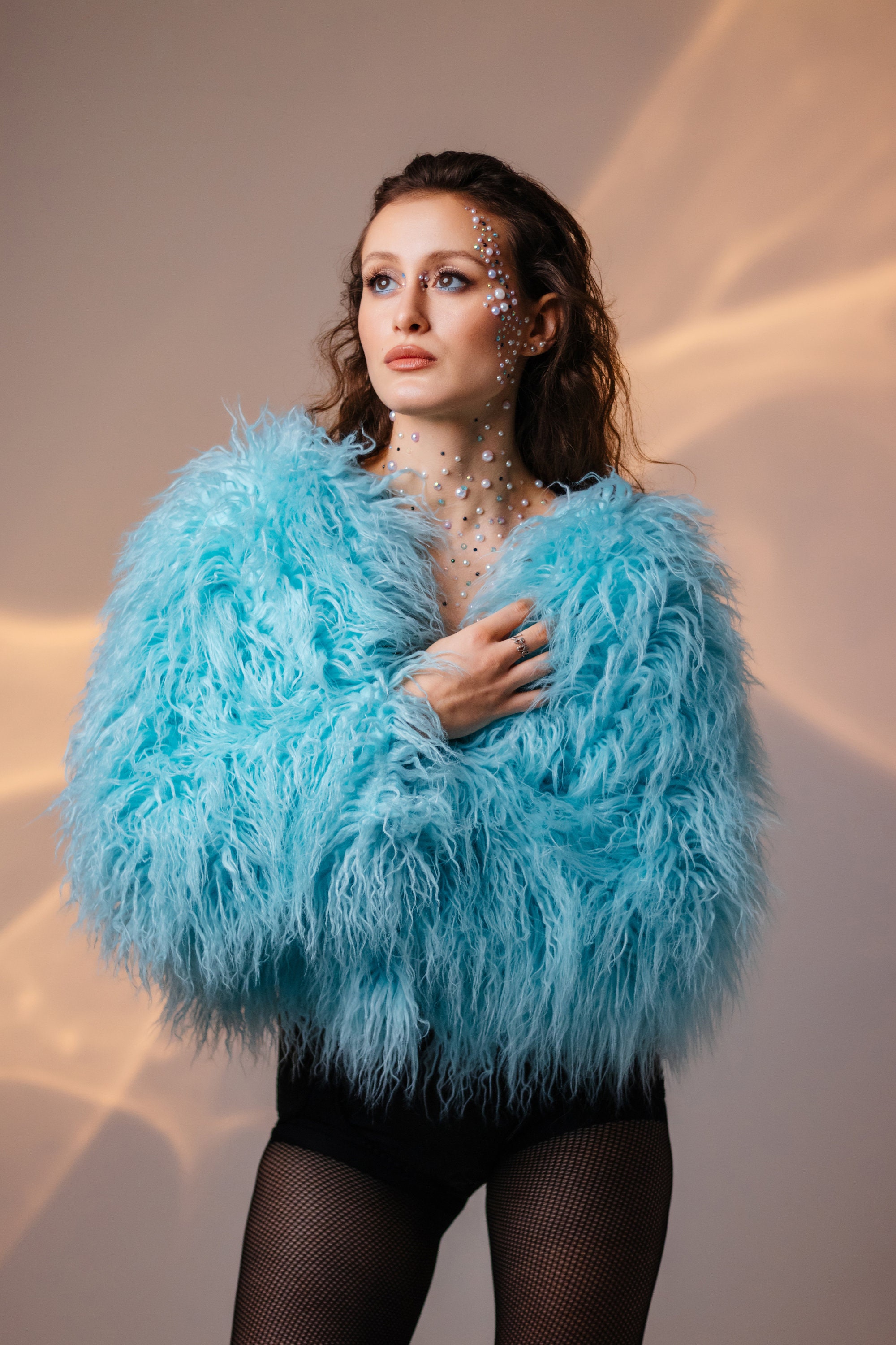 Royal Blue Mongolian Faux Fur Coat | Vintage Shaggy Jacket - Etsy