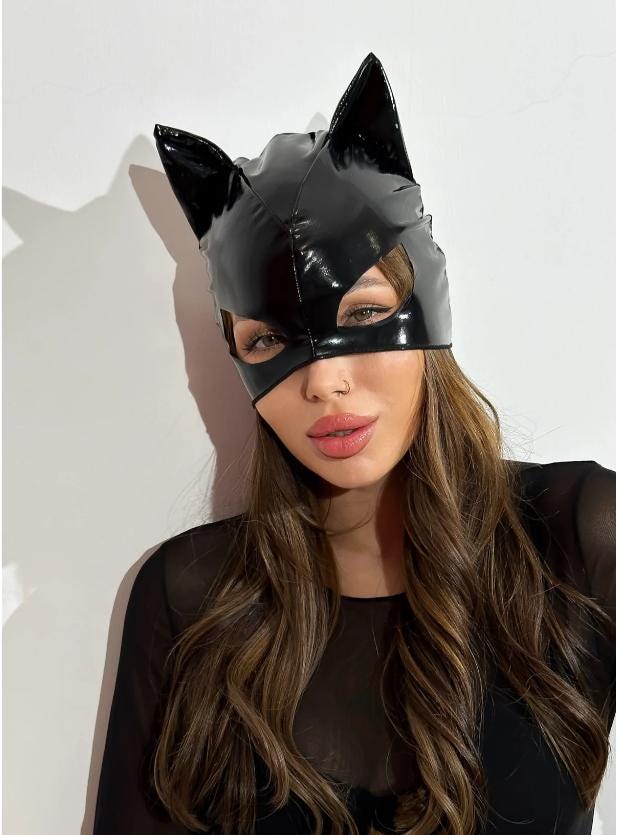 Сatwoman Mask, Cosplay Halloween Costumes / Latex Cat Face Mask for ...