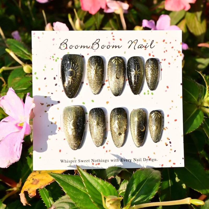Cat & Moon Nails - Etsy