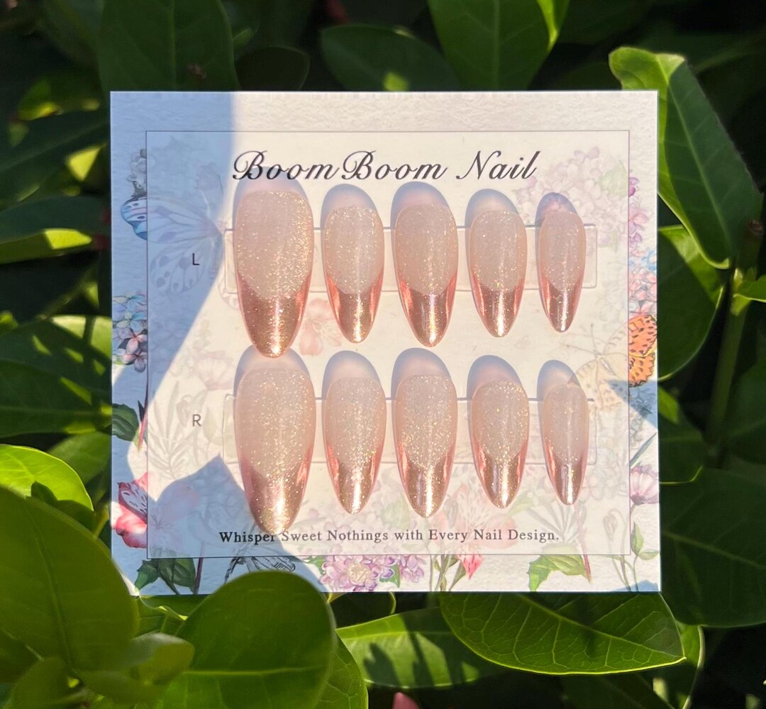 Rose Gold Acrylic Nails, Ombre Glitter Gel Nails, Chrome Stiletto Fake ...