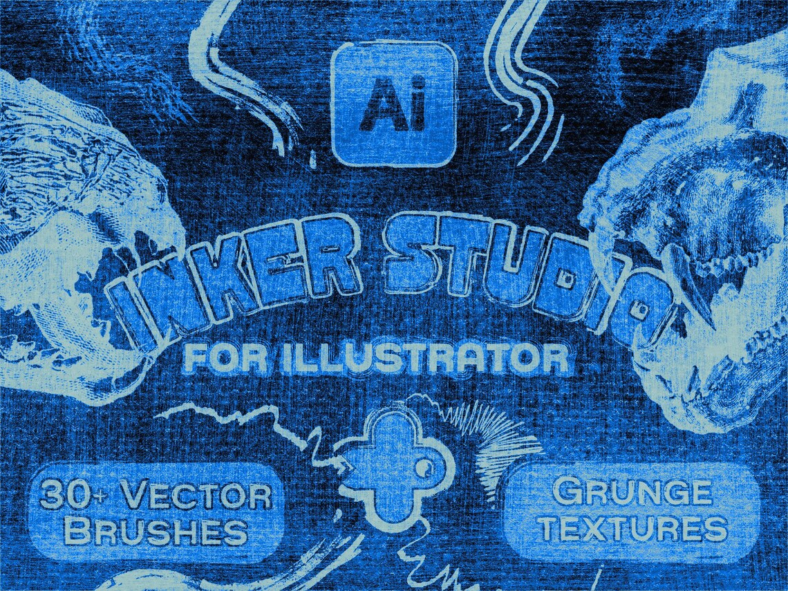 INKER Studio Vector Brushes for Illustrator | Grunge Textures and ...