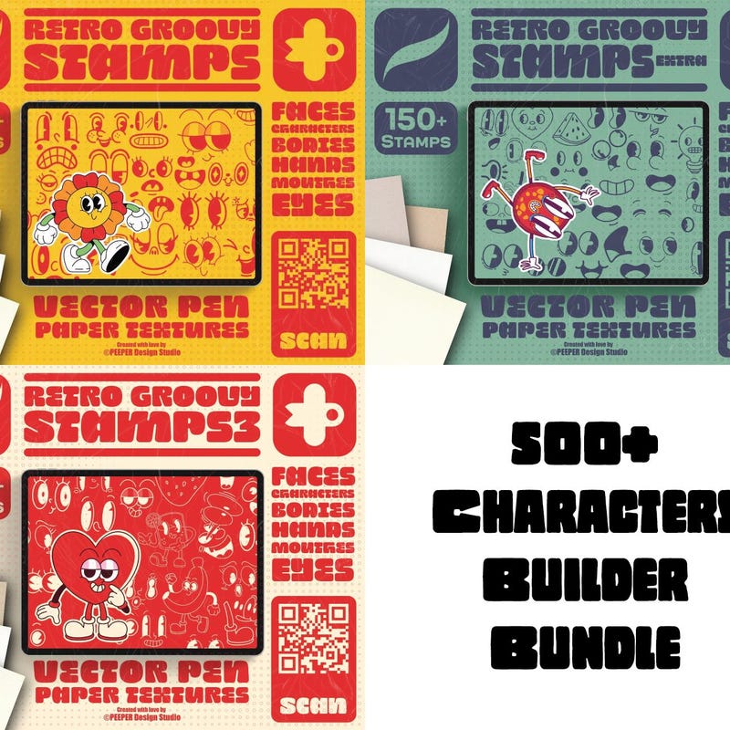 Retro Characters - Etsy