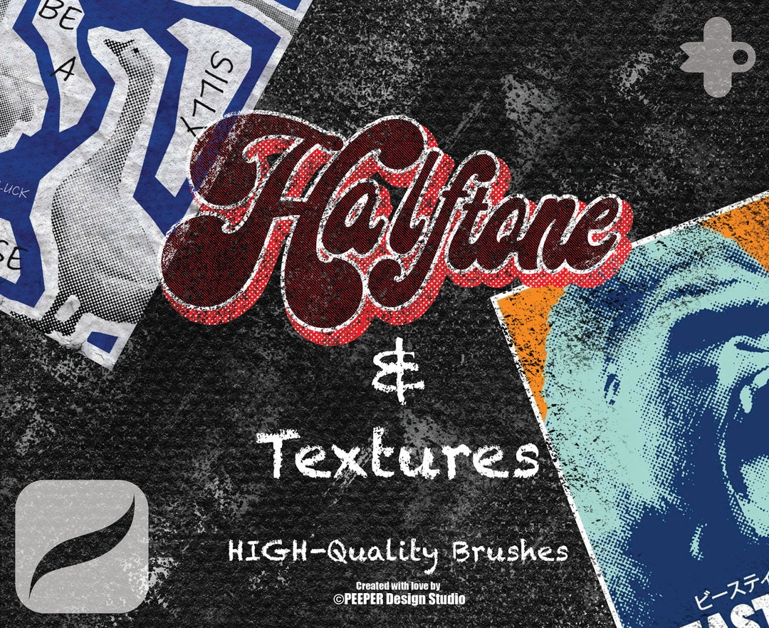 Halftone & Textures High-quality Procreate Brushes for Pro Designing | 44 Premium Brushes ...