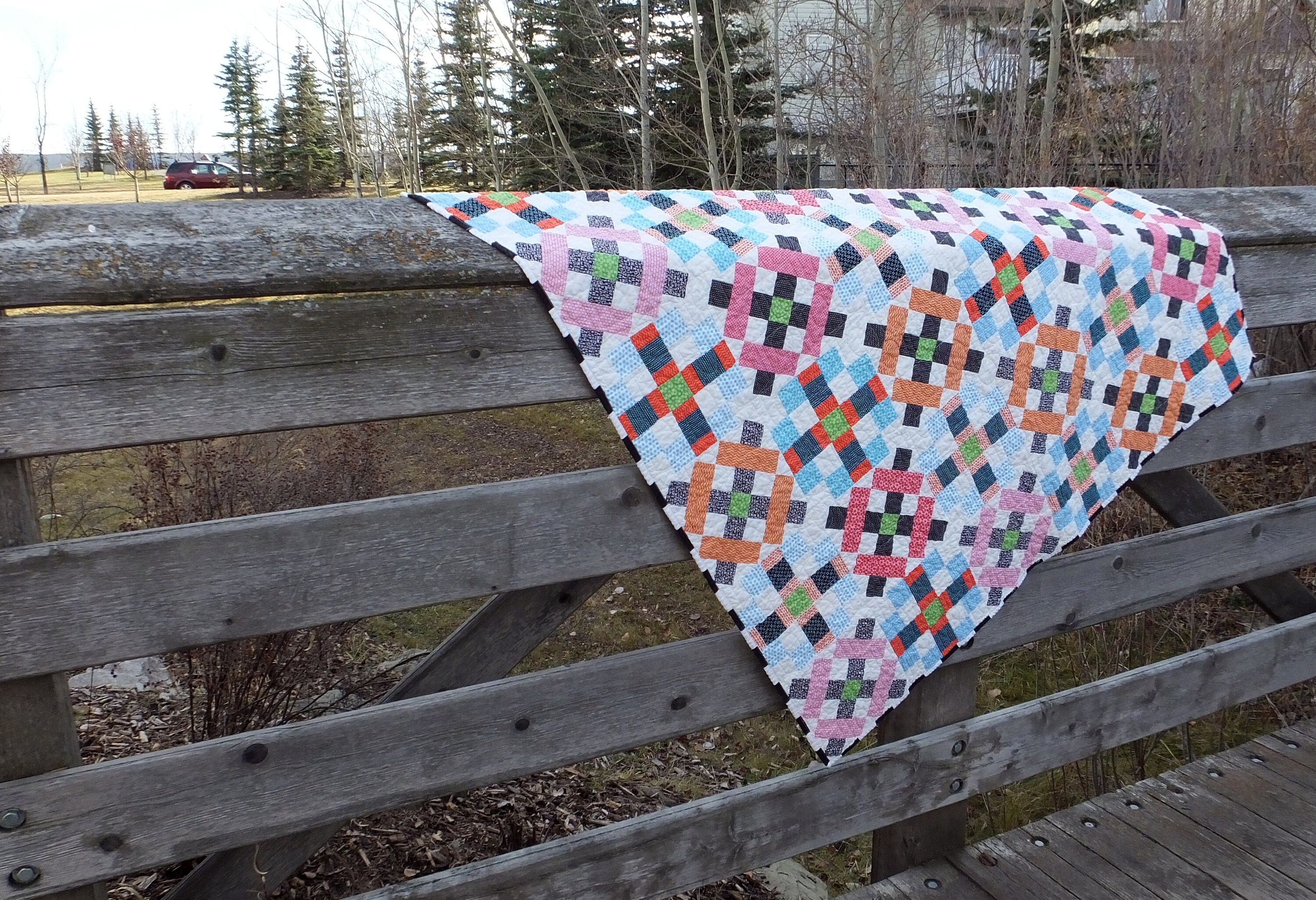 Crosswalks Lap Quilt or Throw, Contemporary Handmade Patchwork Quilt ...
