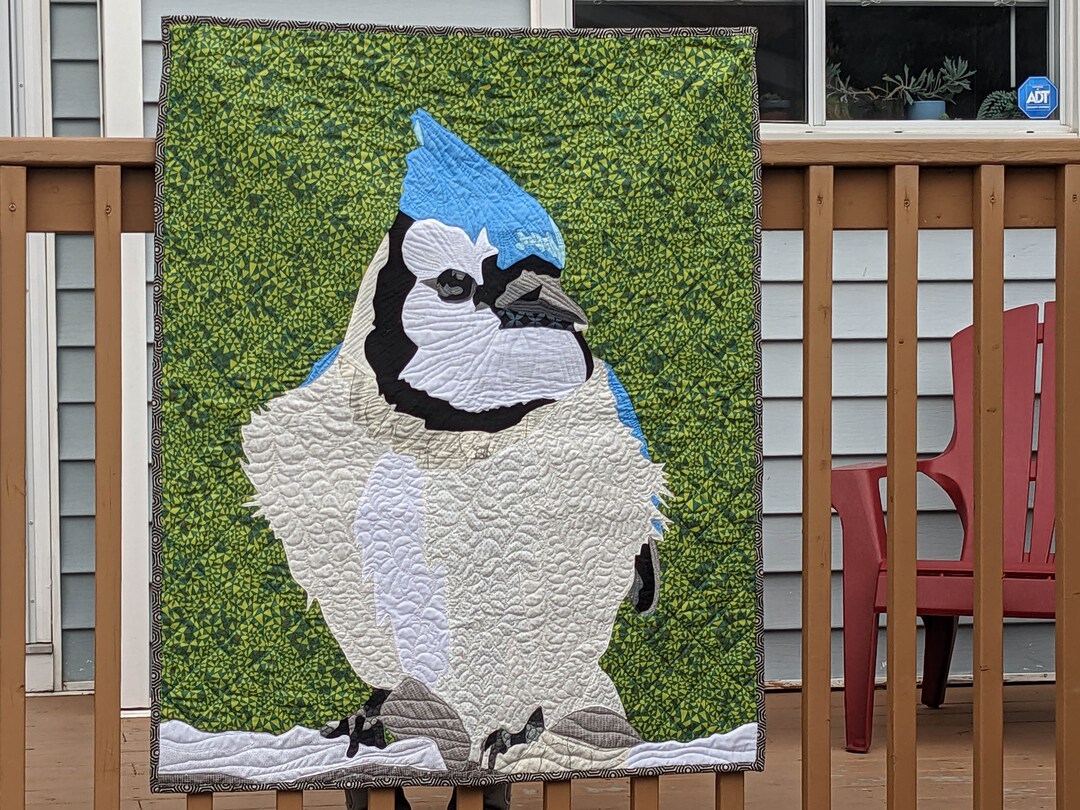 Blue Jay Bird Applique Quilt, Art Quilt, Wall Hanging, Wall Quilt ...