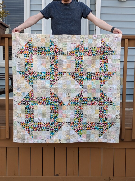 Giant Churn Dash Lap Quilt or Throw Fun Baby Gift Baby - Etsy