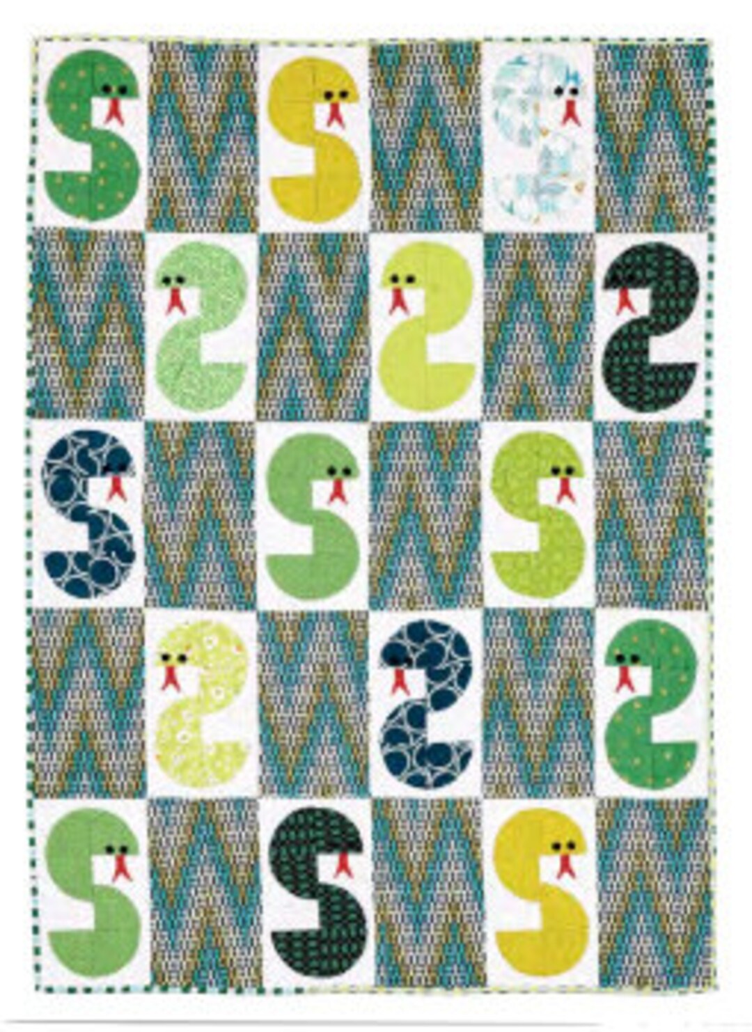 S is for Snake Baby Quilt, Handmade Patchwork Quilt, Floor Quilt, Play ...