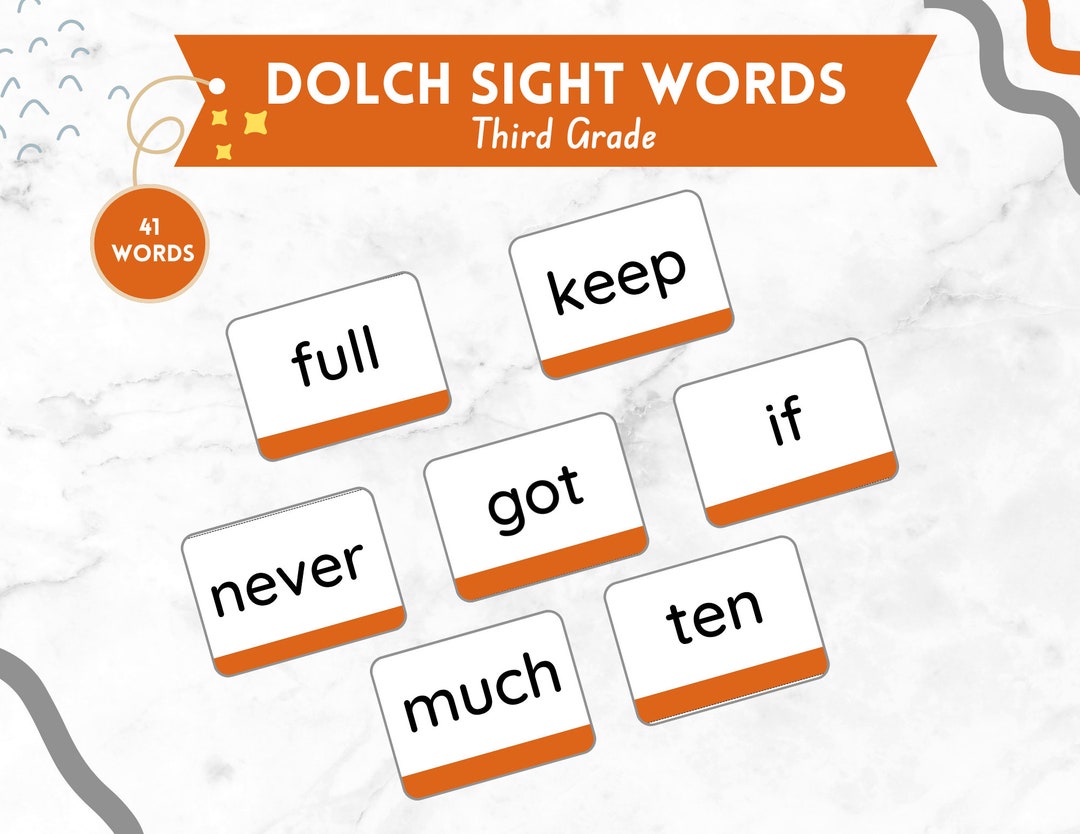 Dolch Third Grade Sight Words Flashcards, Preschool, Montessori ...