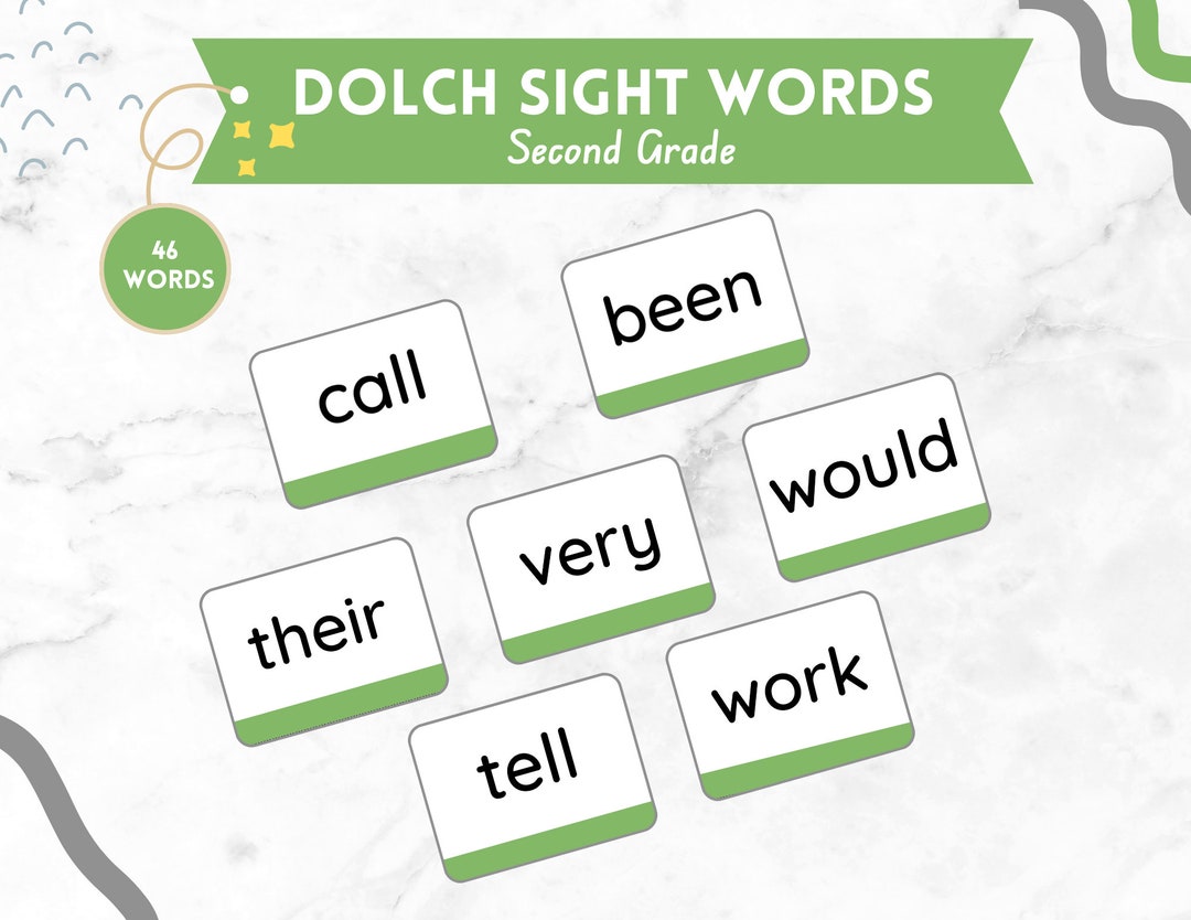 Dolch Second Grade Sight Words Flashcards, Preschool, Montessori ...
